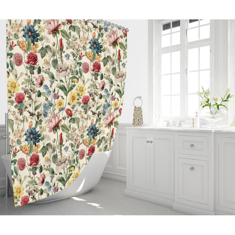 East Urban Home Arquimedes Floral Shower Curtain | Wayfair